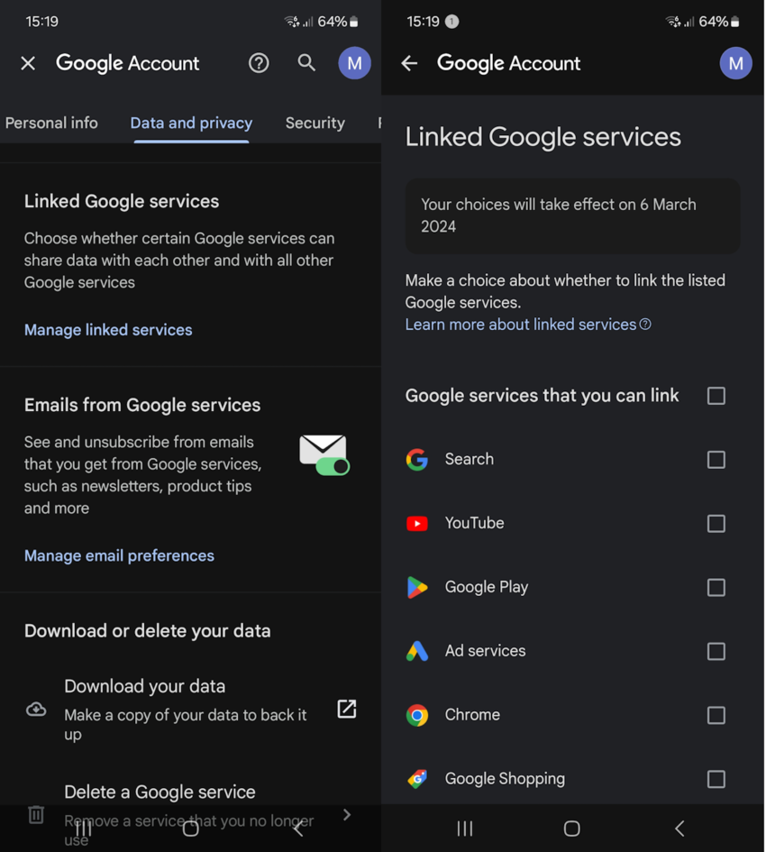 Manage which Google Services may exchange your data (EU-only) - Chipp ...