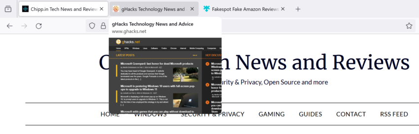 First look at Firefox's new Tab Previews feature - Chipp.in Tech News ...