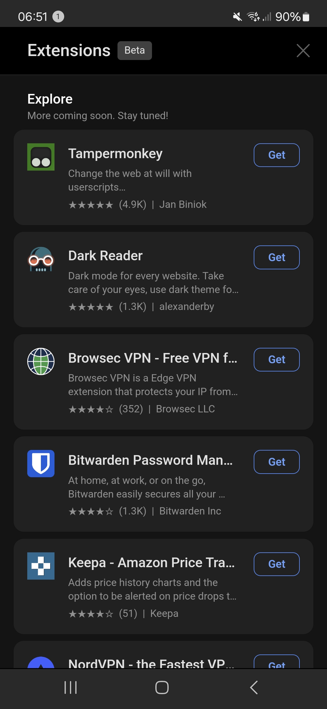 Microsoft Edge for Android: more extensions now available, but one ...